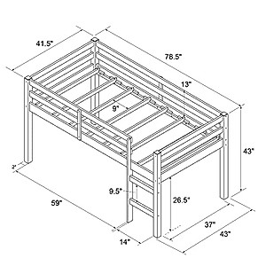 Dorel Living Milton Junior Twin Loft Bed, Espresso