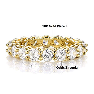 Gemsme 18K Yellow Gold Filled Cubic Zirconia Eternity Band Ring for Women (10)