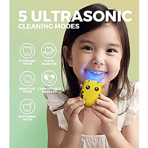 EW East Water Kids Electric Toothbrushes, Toddler Electric U Shaped Toothbrush, Kids Automatic Toothbrush with 5 Ultrasonic Cleaning Modes, Rechargeable Kids Electric Toothbrushes