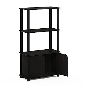 Furinno Brahms 4-Tier Multipurpose Bookcase/Bookshelf/Display Shelf/Display Rack with Door, Espresso/Black