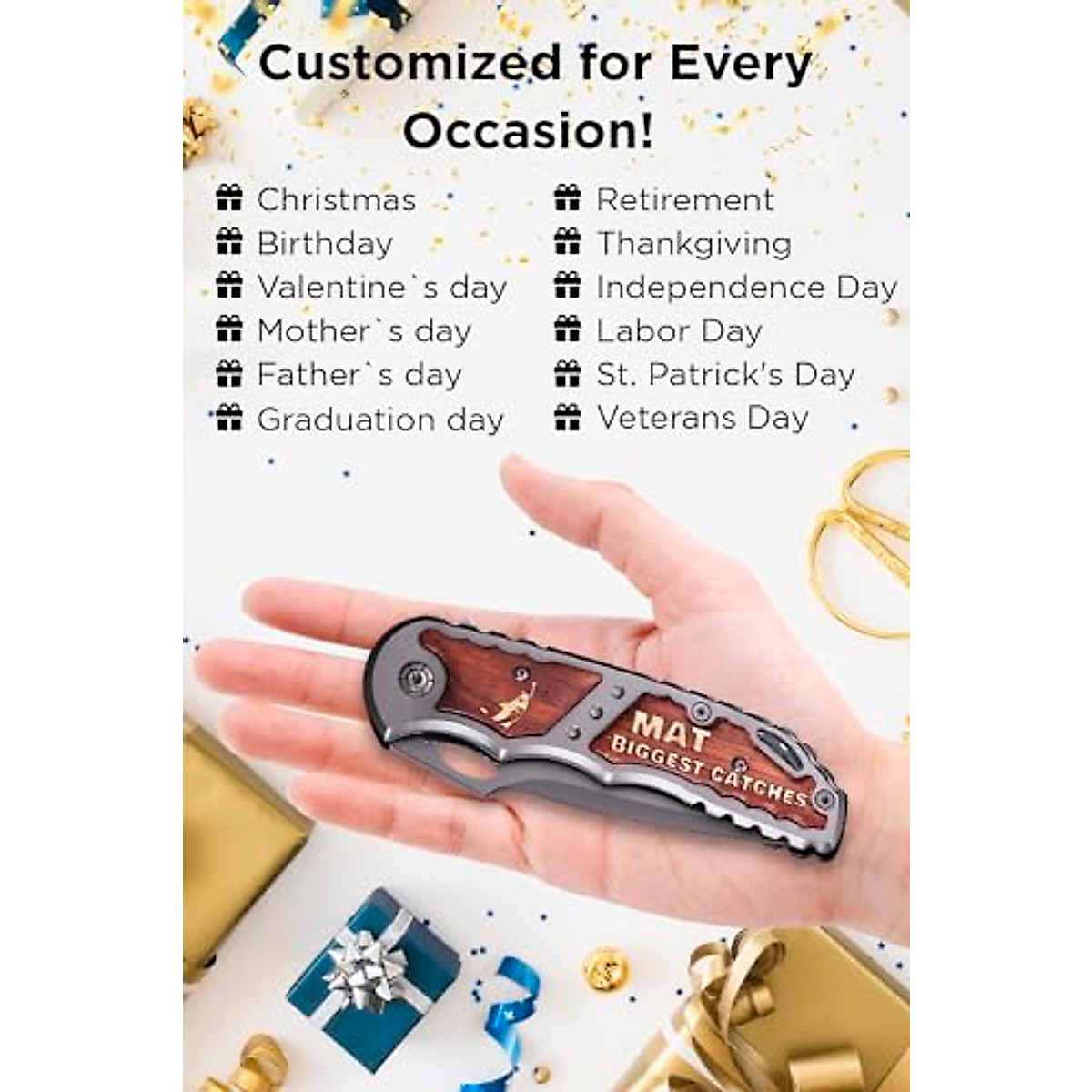 Personalized Gift for Men & Women - Customized Pocket Knife - Gifts for Dad Husband - Custom Engraved Knives - Gift Idea for Birthday Christmas Valentine's Day Anniversary - Present for Father Husband Stepdad 97010 PS