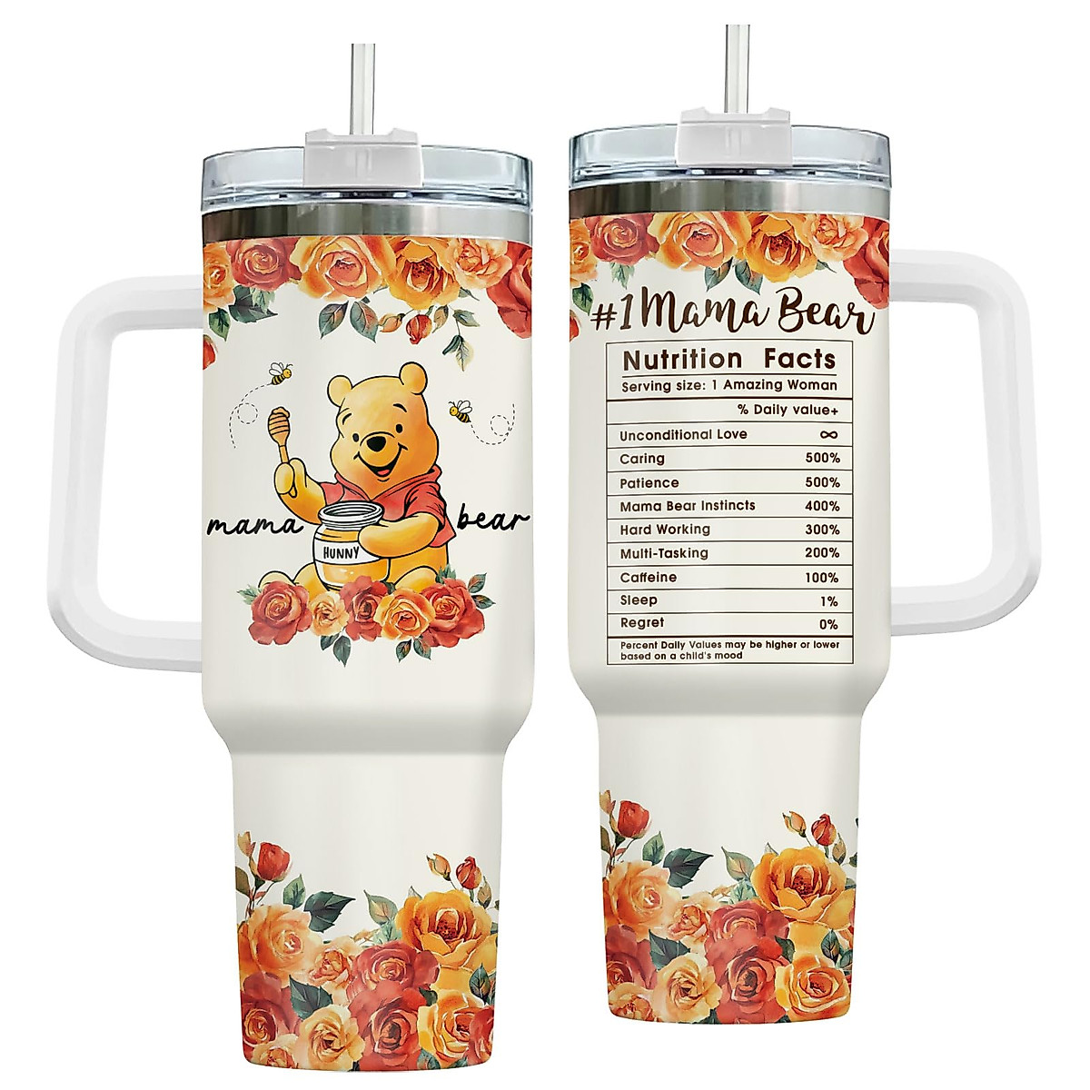 Christmas Gifts for Women Girls,Mama Bear 40 Oz Tumbler with Lid, Cute Cartoon Character Travel Cup, Christmas Gifts, Birthday Gift For Movie Lover