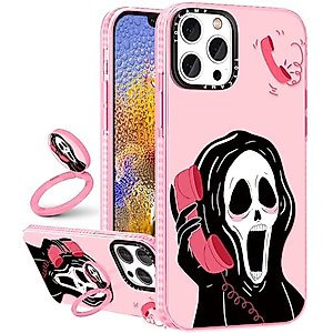 Toycamp for iPhone 11 Pro Max Case with Ring Kickstand, Cute Design for Women Girls Girly Boys Skeleton Skull Cartoon Print Case Cover for iPhone 11 Pro Max (6.5 Inch)