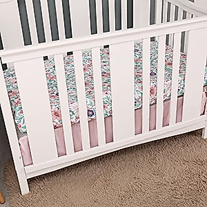 Brandream Nursery Bedding Jungle Animal Crib Bedding Giraffe Family Baby Comforter Set, 6 Piece Farmhouse Floral Girls Boys Cradel Bedding, Grey Pink White