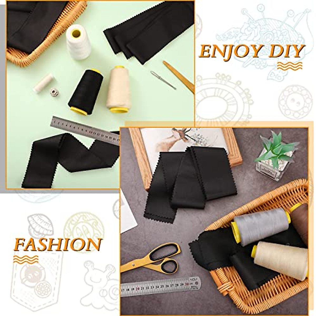 Boao 40 Pieces Fabric Strips Rolls Collection Jelly Fabric Strips for Quilting Roll up Fabric Craft Patchwork Strips DIY Sewing Fabric Rolls for Handmade Favors (Black, 2.5 x 44 Inch)