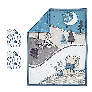 Lambs & Ivy (LAMCR) Forever Pooh 3-Piece Mini Crib Bedding Set, Blue (780020)