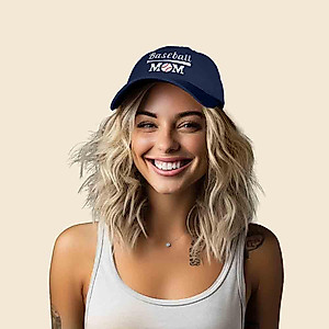 DALIX Baseball Mom Embroidered Dad Cap Cotton Hat Women in Navy Blue