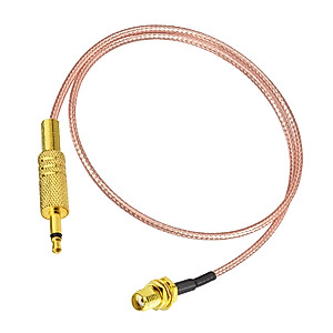 Eightwood SMA Female Bulkhead to 3.5mm 1/8” Mono TS Male Plug Stereo Adapter Shortwave Radio Antenna Cable 1.6 Feet