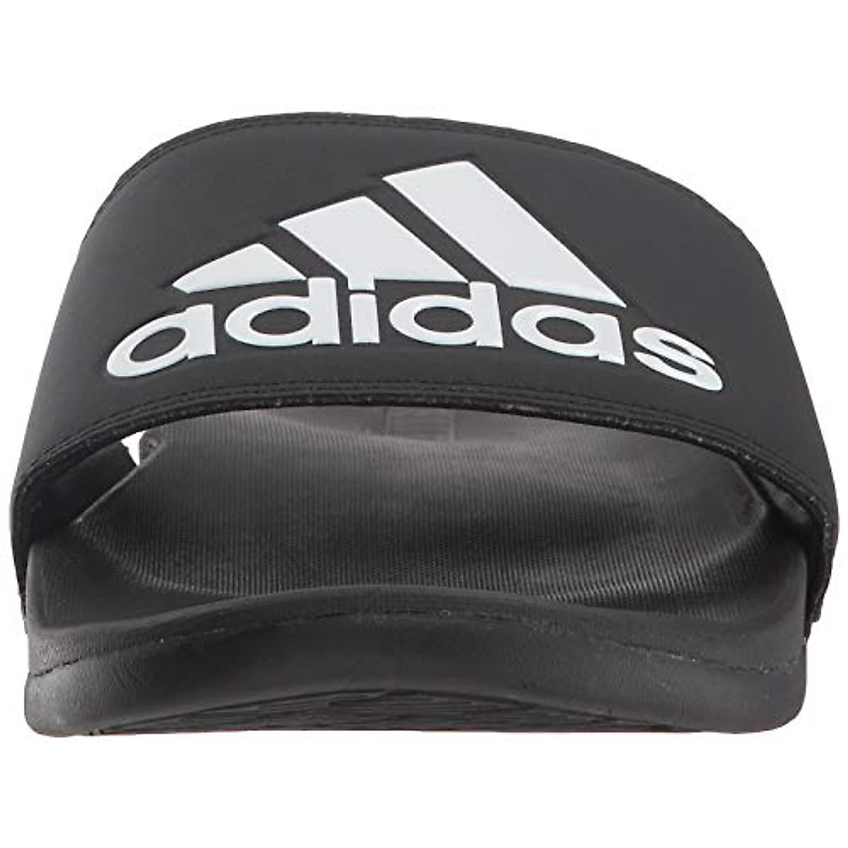 adidas Men's Adilette Comfort Slides Sandal, Black/Black/White, 10