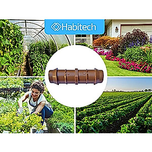 Habitech 1/2" Coupling Drip Irrigation Fittings (12 Pack) - Barbed Drip Line Coupler Connectors compatible with Rain Bird and Most 1/2" Tubing or Sprinkler Systems