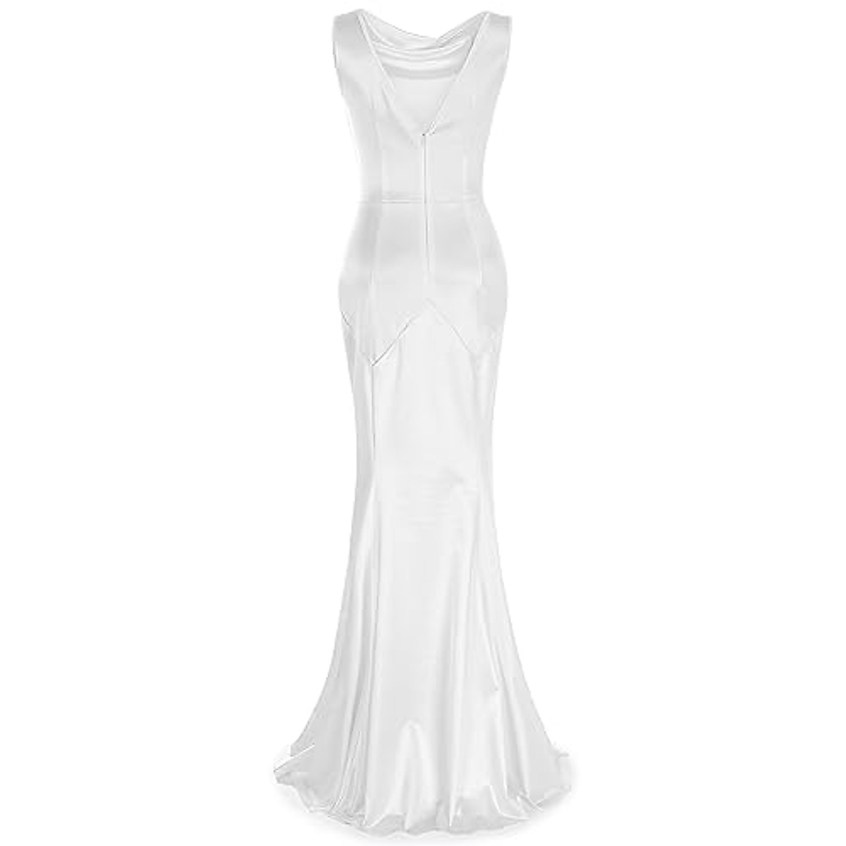 MUXXN Women's Fishtail Wedding Guest Formal Evening Cocktail Long Maxi Sleeveless Dress Off White L