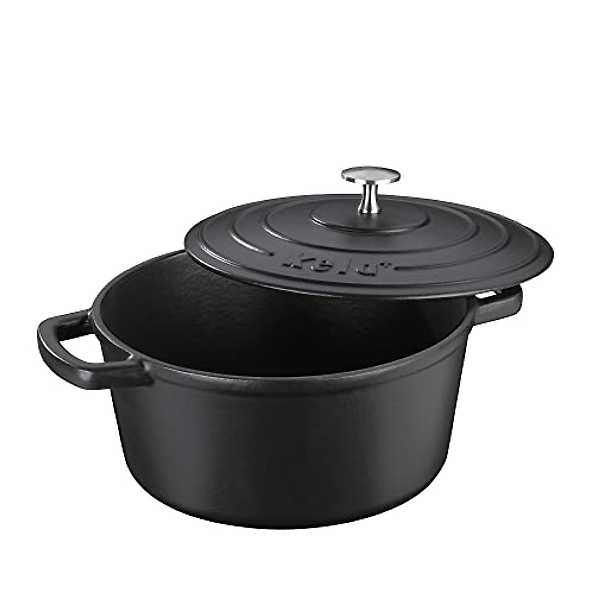 Kela Calido Round Casserole Dish 4 Litres Cast Iron Black