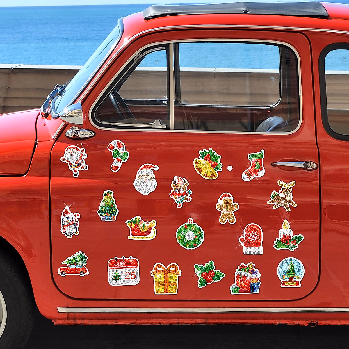 20 Pcs Christmas Diamond Painting Magnets Xmas Refrigerator Magnets Diamond Stickers Happy Holiday Diamond Painting Kits Diamond Art for Car Mailbox Kitchen Christmas Decorations Gifts