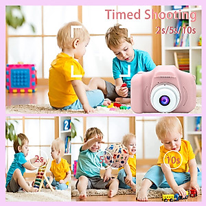 Nynicorny Kids Camera, Children Digital Rechargeable Cameras Toddler Educational Toys, Mini Children Video Record Camera with 1080P HD 2 Inch Screen & 32GB SD Card for Birthday (Pale Pink)…