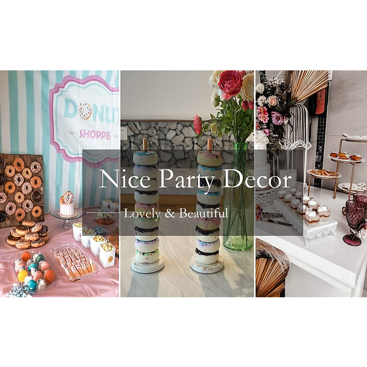 CKBASE Donut Stand,Doughnut Display Holder For Party,Rustic Bagel Stacker Tower,Heavy Marble Base,Wood Stick Pole,Table top decor for Wedding birthday baby shower engagement buffet serving…