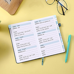 Address Book, Address and Password Keeper Book with Alphabetical Tabs, Hardcover Telephone Book Address Organizer Record with Pocket, Colored Pages, 5.3" x 7.7", Navy Blue