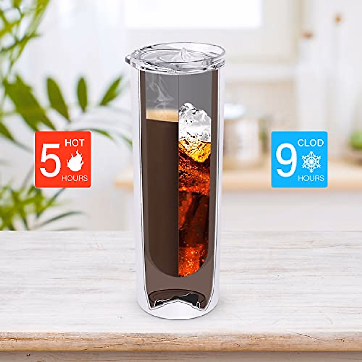 20 Oz Skinny Travel Tumblers, 8 Pack Stainless Steel Skinny Tumblers with Lid Straw, Double Wall Insulated Tumblers, Slim Water Tumbler Cup, Vacuum Tumbler Travel Mug for Coffee Water Tea, White