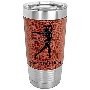 LaserGram 20oz Vacuum Insulated Tumbler Mug, Hula Hoop Woman, Personalized Engraving Included (Faux Leather, Basketball Style)