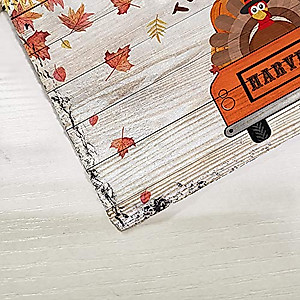 Welcome Wall Hanging Sign- Happy Thanksgiving Harvest Truck Turkey Slate Hanging Plaques for Front Door Porch Window Farmhouse Garden 5.1" x 7.9" Wall Home Decor