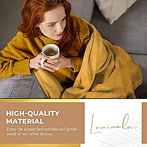 Faux Fur Throw Blanket - Warm & Cozy Throw Blanket for Couch, Bed, Sofa - Gold/Mustard Throw Blanket for Home Décor - Double Sided, Ultra Soft Throw Blanket