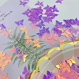 800 Pieces Holographic Butterfly Party Glitter PVC Confetti for Handicrafts, Card DIY, Engagement Wedding Bridal Shower Birthday Valentines Party Decorations (Pink)