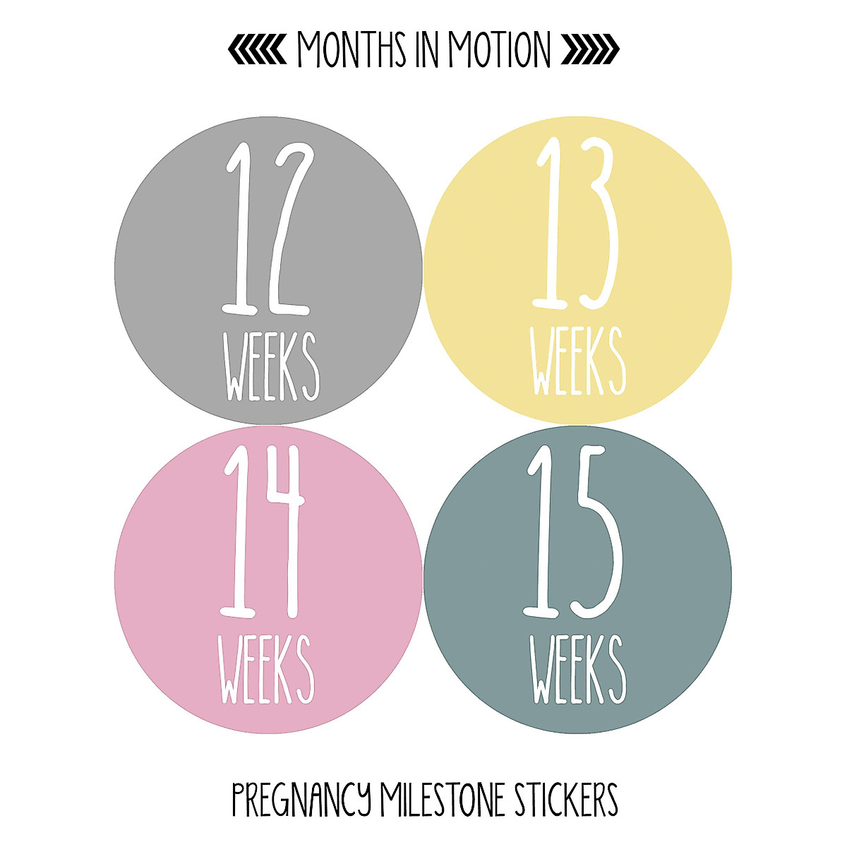 Months In Motion Weekly Pregnancy Growth Sticker | Week to Week Pregnant Expecting Photo Prop | Maternity Keepsake | Baby Bump | Weekly Stickers Photo (Set of 36 Stickers)