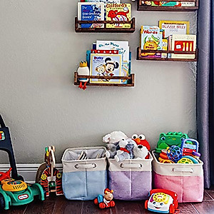 EZOWare Set of 3 Large Canvas Fabric Tweed Storage Organizer Cube Set W/Handles for Nursery Kids Toddlers Home and Office - 15 L x 10.5 W x 9.4 H -Mixed Crème