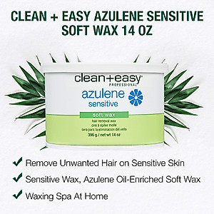 Clean + Easy Hair Removal Soft Wax With Azulene To Reduce Redness And Irritation- Ideal For Sensitive Skin, 14 oz