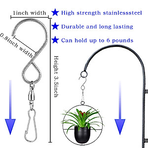 AMZSEVEN 8 Pack Swivel Hooks Clips for Hanging Wind Spinners, Wind Chimes, Bird Feeder, Crystal Twisters Party Supplies （Silver）