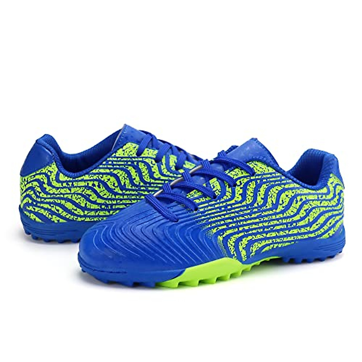 starmerx Boys Girls Turf Soccer Cleats Kids Athletic Soccer Shoes Lace Up Cleats (13,Blue)