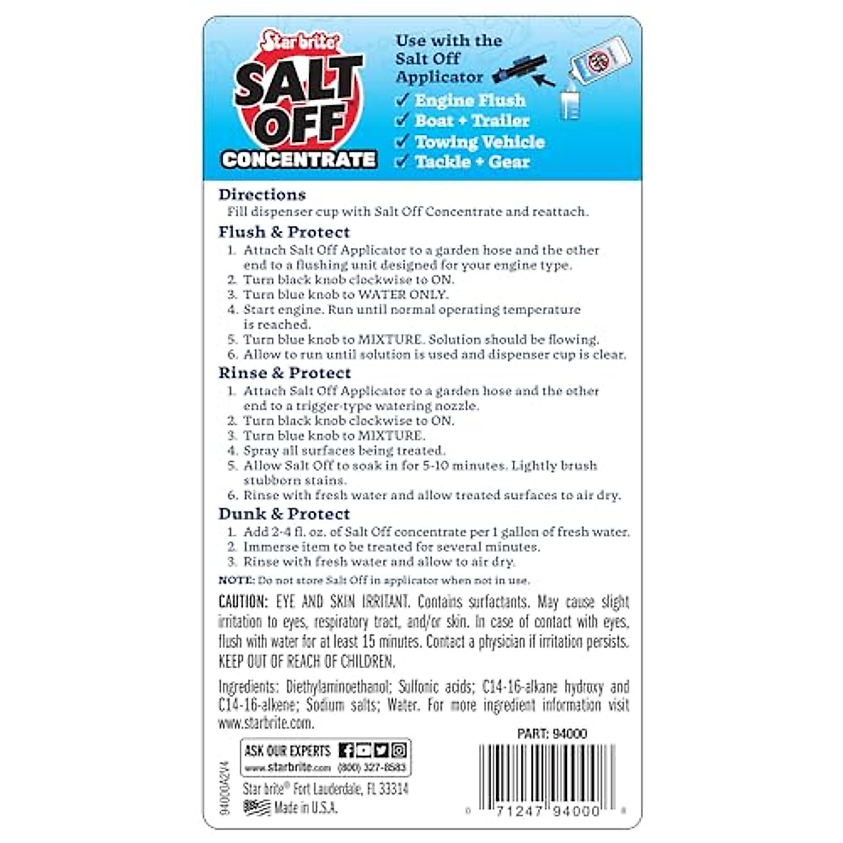 STAR BRITE Salt Off Concentrate Kit - Ultimate Boat Salt Remover & Marine Engine Flush - 32 OZ. with Applicator - Perfect for Outboard Motor Flush & Washing Salt Deposits Away (094000)