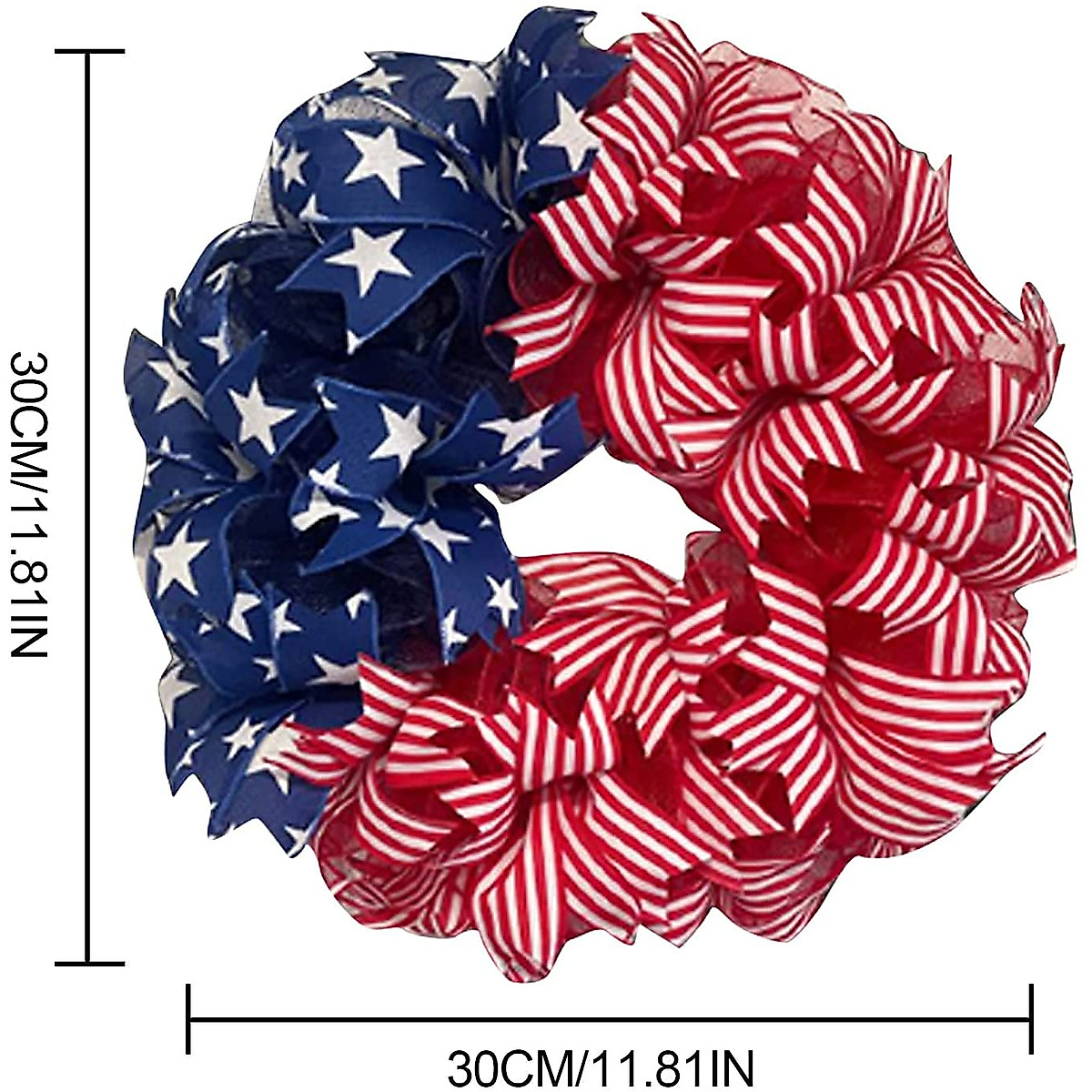 GFHN 4th of July Wreath Memorial Day Wreath, American Independence Day Wreaths Patriotic Decorations July 4th Front Door Wreath Handcrafted Hanging Wreaths for Flag Day Veterans Day Garden Home Decor