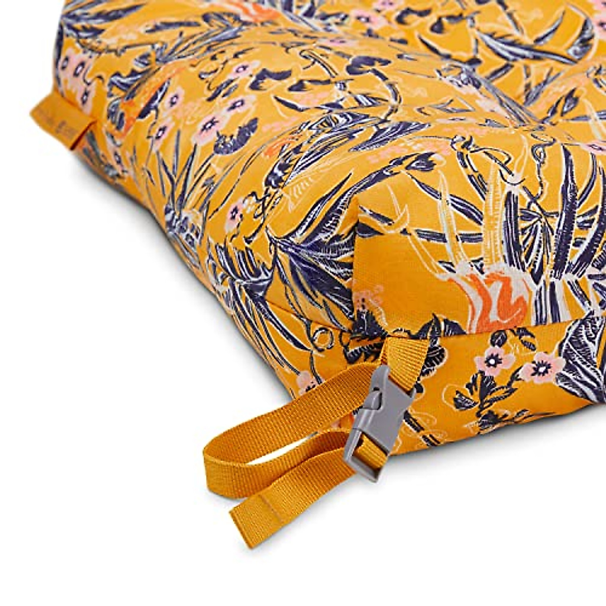 Vera Bradley by Classic Accessories Water-Resistant Patio Chair Cushions, 19 x 19 x 5 Inch, 2 Pack, Rain Forest Toile Gold, Chair Seat Cushions