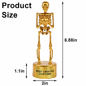 CCINEE 6 Halloween Best Costume Skeleton Trophy, Halloween Skull Party Favor Prizes Gold Bones Game Awards Costume Contest Event Trophy School Classroom Rewards Treats for Kids Goodie Bag Fillers