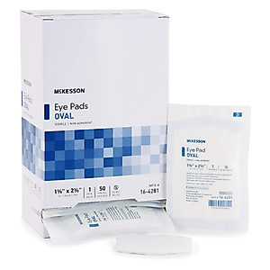 McKesson Eye Pads, Sterile, Oval, Non-Adherent, 1 5/8 in x 2 5/8 in, 50 Count, 1 Pack