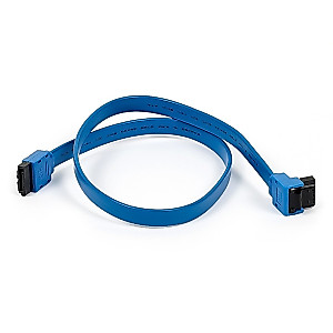 Monoprice 18-Inch SATA III 6.0 Gbps Cable with Locking Latch and 90-Degree Plug - Blue