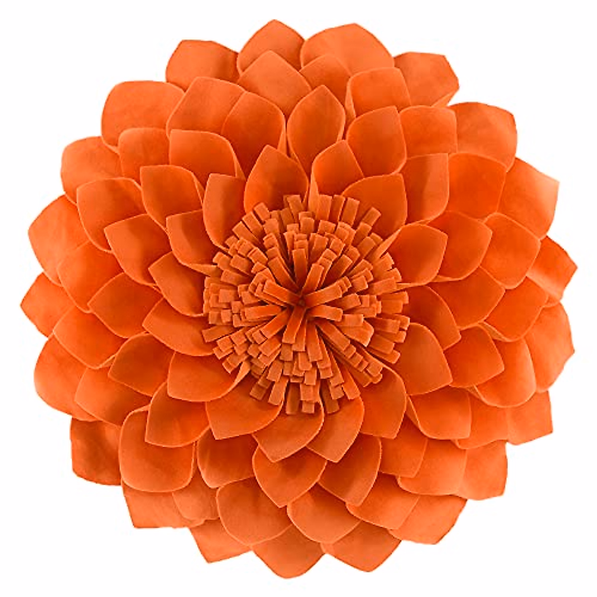 JWH Handmade 3D Flower Throw Pillow Covers Aesthetic Decorative Round Cushion Floral Accent Pillow Cases Velvet Pillowcase Living Room Bed Couch Bedroom 14 Inch Orange