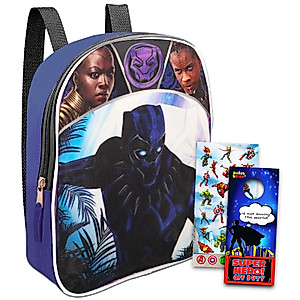 Fast Forward Black Panther Backpack for Boys Set - Bundle with 11" Black Panther Backpack, Avengers Stickers, More | Avengers Backpack for Boys 4-6