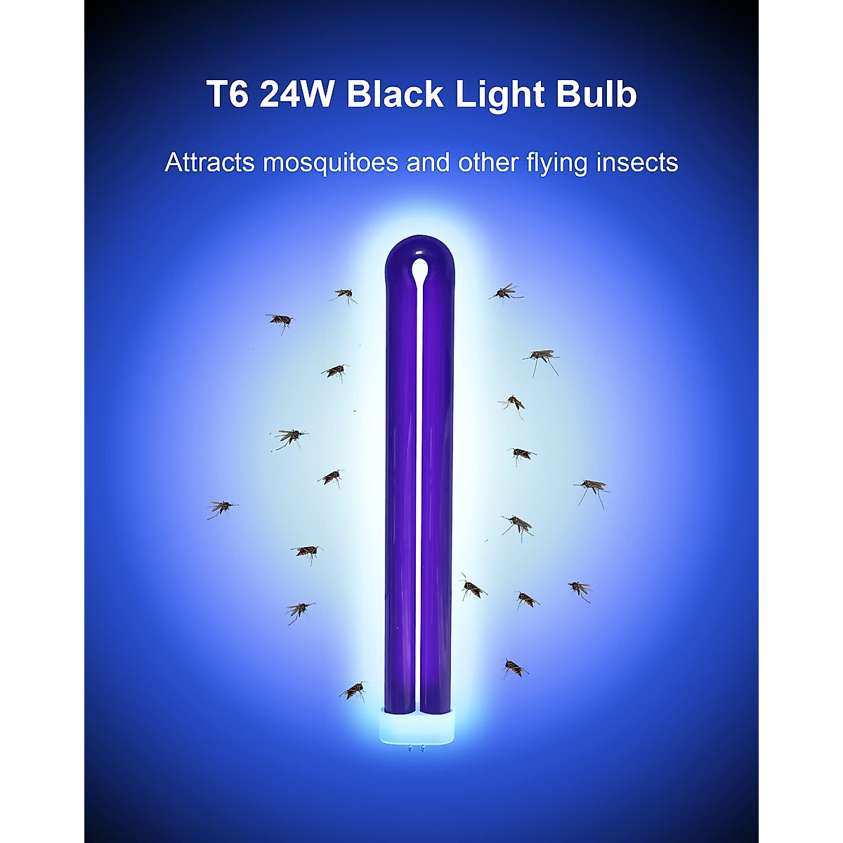 Dichroma 24W B24B Black Light Replacement Bulb Compatible with Stinger Model BK300 BK310 BK500 BK510 BK600, 10.2 Inch Bug Zapper Light Bulb with 4-Pin Base, 2 Pack