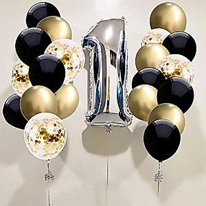 Black and Gold Confetti Balloons, 50pcs 12 Inches Metallic Chrome Gold and Gold Confetti Balloons for Girls Kids Birthday, Baby Shower, Wedding Party Decorations