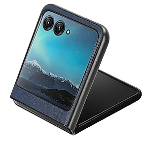 Ranyi for Motorola Razr+ (2023) Case, Motorola Razr 40 Ultra Case, Slim Leather Wallet Case with Credit Card Holder Slots Protective TPU Bumper Case for Motorola razr+ 2023 /Razr 40 Ultra -Blue