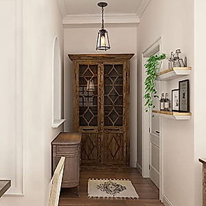 GEPOW Farmhouse Pendant Lighting for Kitchen Island, Rustic Hanging Light Fixture with Seeded Glass Shade for Bedroom, Foyer and Entryway, Bronze