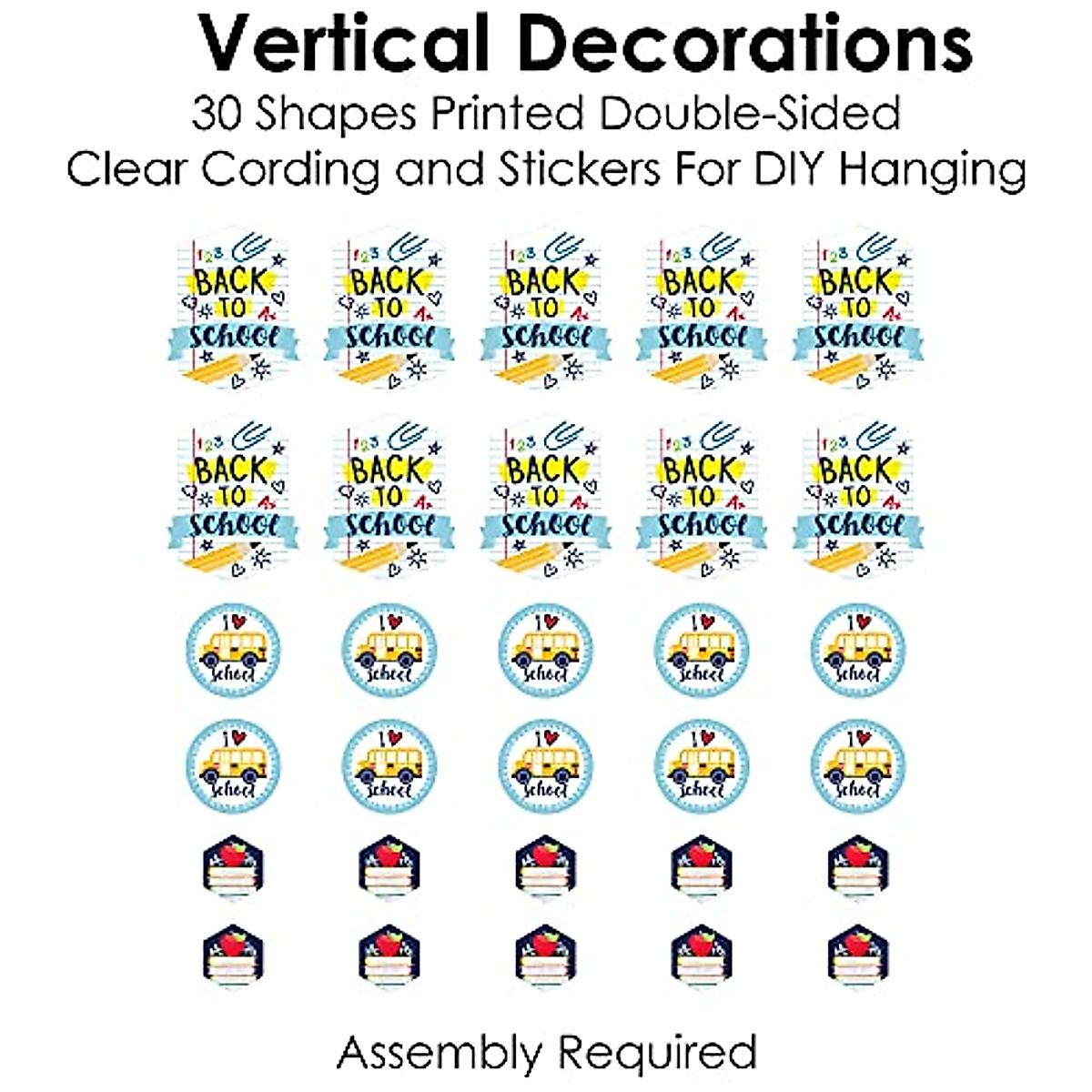 Big Dot of Happiness Back to School - First Day of School Classroom DIY Dangler Backdrop - Hanging Vertical Decorations - 30 Pieces