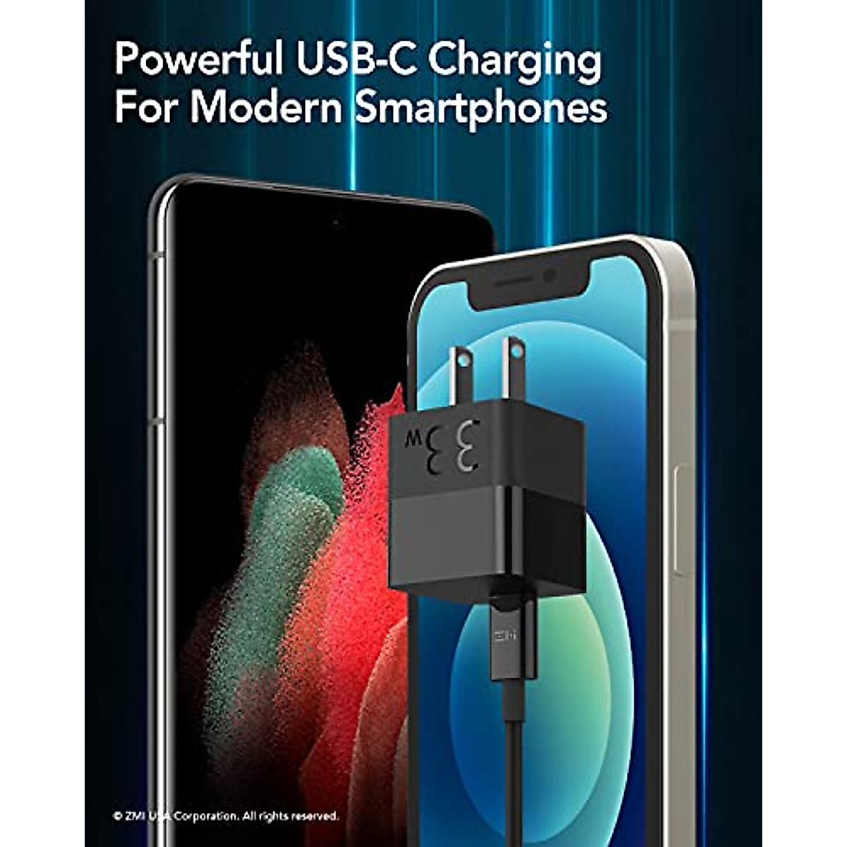 ZMI zPower Turbo Cube PPS 33W GaN Ultra Compact USB Type C (USB C) PD 3.0 Power Adapter Compatible w/iPhone iPad Android Requiring 30W/20W or Less Power, Non-Folding Fixed Prongs, Cable Not Included