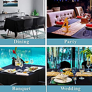 Vidafete 90*132inch Rectangle Tablecloth Polyester Table Cloth，Stain Resistant and Wrinkle Polyester Dining Table Cover for Kitchen Dinning Party Wedding Rectangular Tabletop Buffet Decoration(Black)
