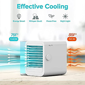 Portable Air Conditioner Fan: Evaporative Mini Air Cooler with 𝟳 𝗖𝗼𝗹𝗼𝗿𝘀, USB Personal Air Cooler Desktop Cooling Fan with 𝟭𝟬𝟬𝟬𝗺𝗹 𝗟𝗮𝗿𝗴𝗲 𝗪𝗮𝘁𝗲𝗿 𝗧𝗮𝗻𝗸 for Room Office Home