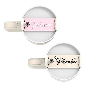 The Cotton & Canvas Co. Personalized Stanley Name Tag with Hearts, Stanley Name Plate, Acrylic Lid Topper, Custom, 40oz, 30oz, Quencher H2.0, Mama, Bridesmaid Gift
