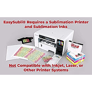 Sawgrass EASYSUBLI Sublimation Ink cartridges for SG500 Printer (Full Set) Bundle with EasySubli HTV Heat Transfer Vinyl - 10 Sheets EasySubli 8.4x11 and 10 Sheets EasySubli Mask 8x10 for Siser Users