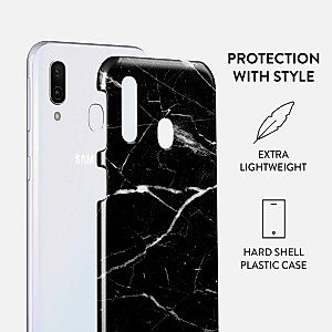 BURGA Phone Case Compatible with Samsung Galaxy A40 - Noir Origin Black Marble Cute Case for Girls Thin Design Durable Hard Plastic Protective Case