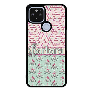Flamingo's Riding Bicycle's Bikes Black Rubber Phone Case Compatible With Google Pixel 8 Pro, 8a, 8, 7a, 7, Pixel 7 Pro, 6a, Pixel 6 Pro, 6, 5, 4a 5G, 4a 4G, 4, 4 XL, 3a, 3a XL, 3, 3 XL, 2 XL, 2